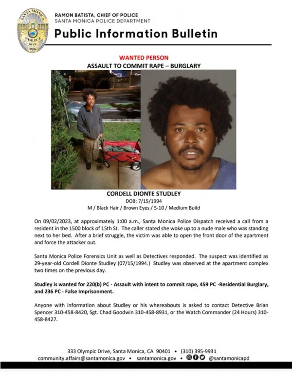 Cordell Studley Arrested For Attempted Rape, Burglary - Canyon News